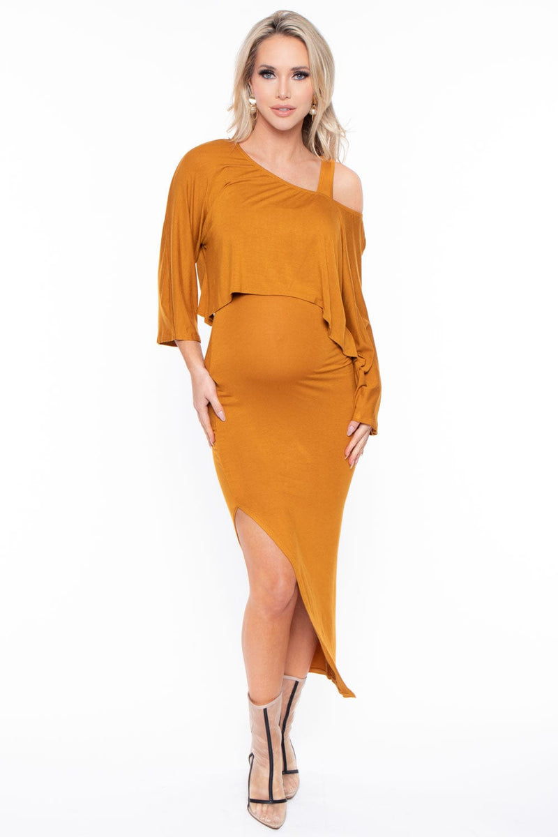 Maternity Eline Knit Dress Set - Mustard – CS Outlet